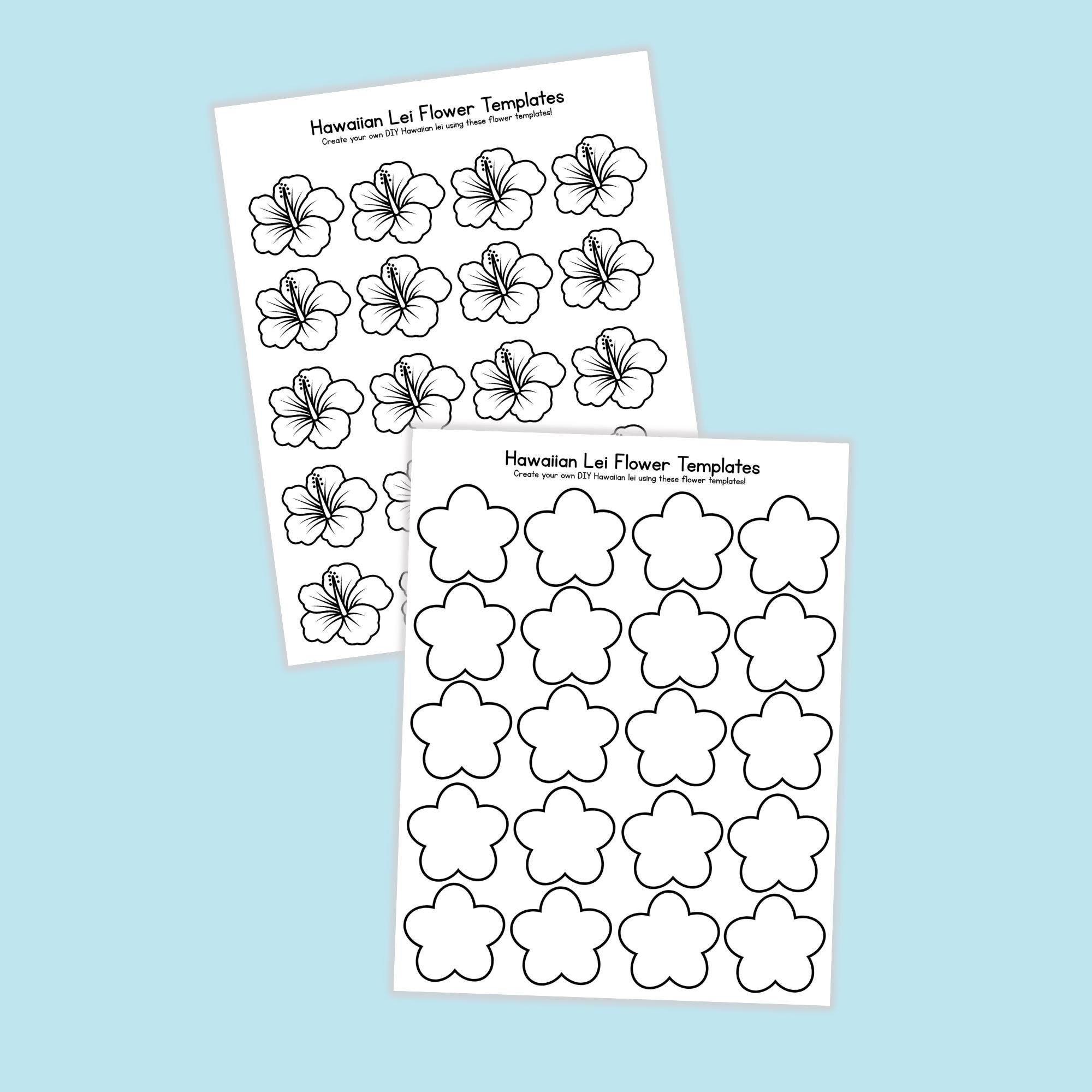 Printable DIY Hawaiian Lei Flower Templates, Flower Cutouts, Tropical ...