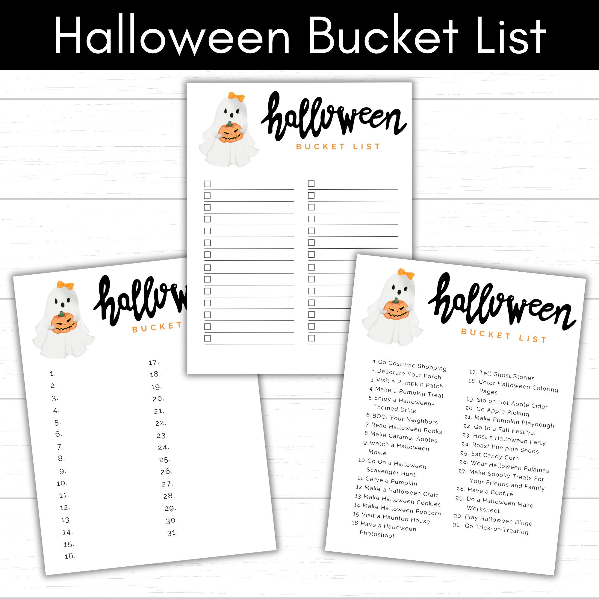 Halloween Bucket List Printable, October Bucket List, Halloween ...