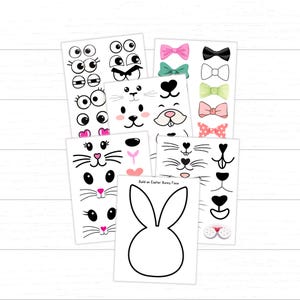 Build a Bunny Face Printable for Kids, Bunny Cut and Paste Activity ...