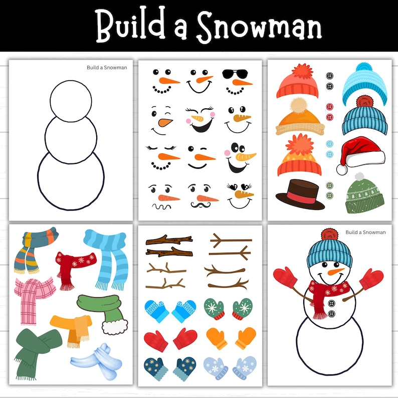 Build a Snowman Printable, Snowman Cut and Paste Printable, Printable ...