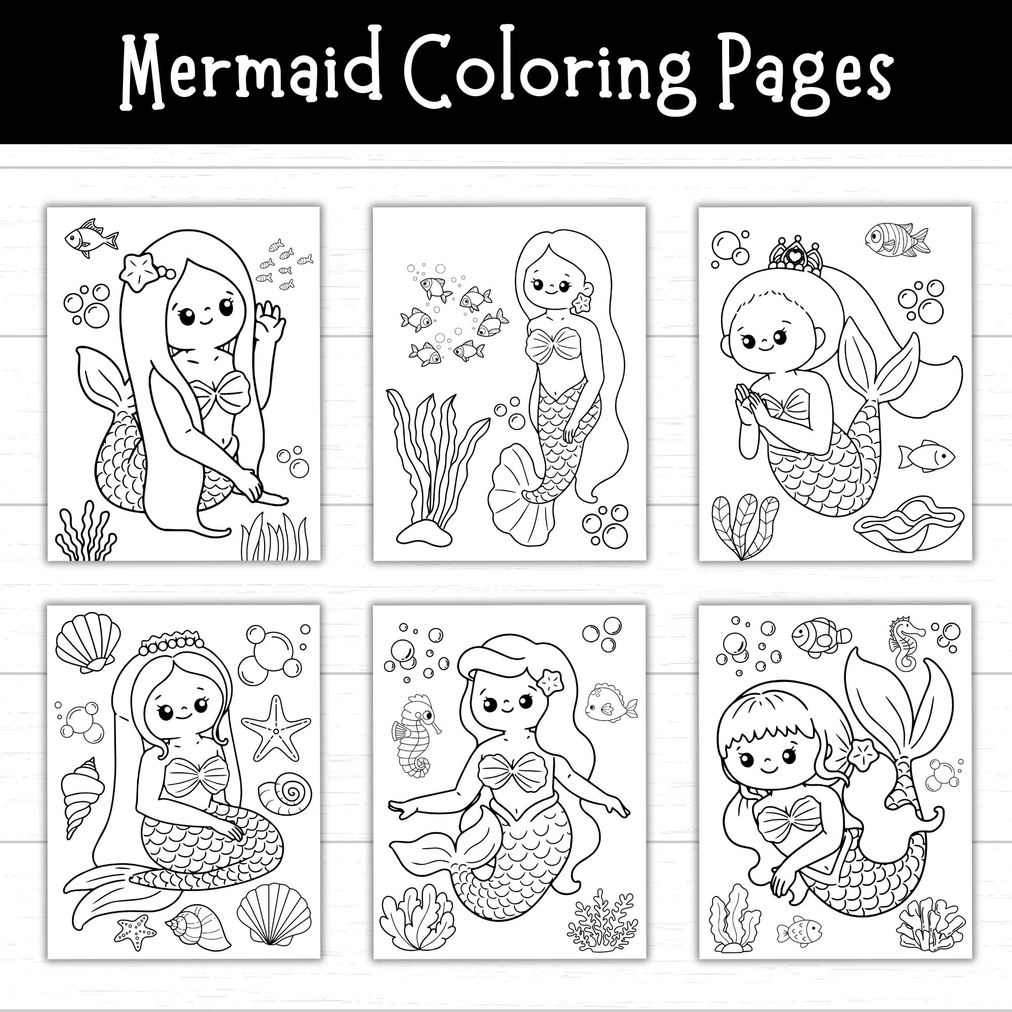 Mermaid Coloring Pages Printable for Kids, Under the Sea Ocean Theme ...