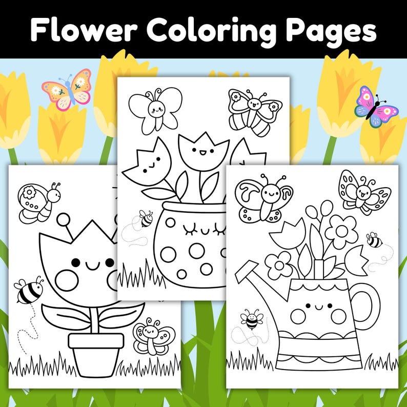 Printable Flower Coloring Pages for Kids, Spring Coloring Sheets ...