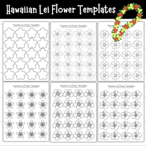 Printable DIY Hawaiian Lei Flower Templates, Flower Cutouts, Tropical ...
