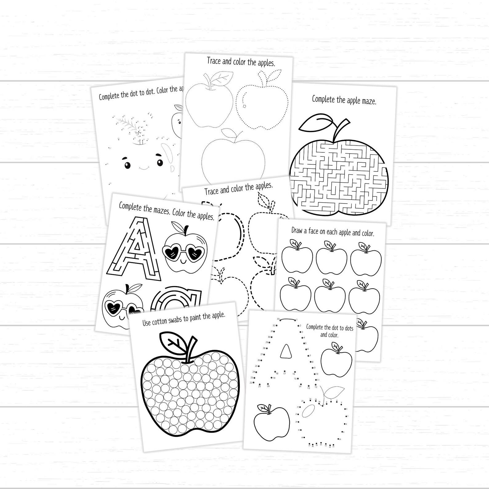 Apple Activity Pack Printable, Apple Tracing Activity, Apple Crafts ...