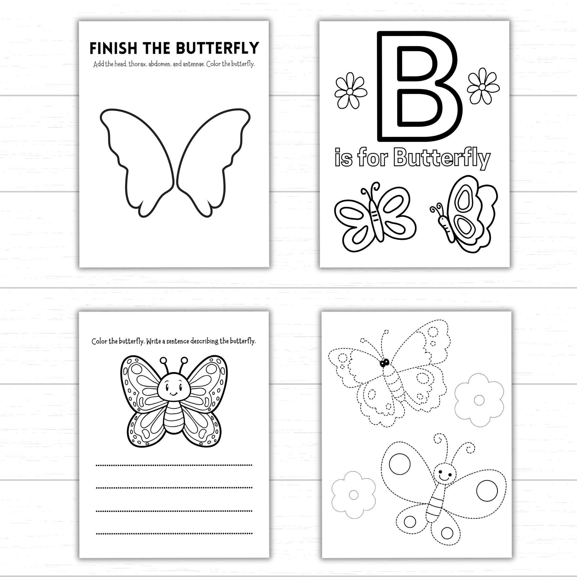 Butterfly Activity Pack Printable for Kids, Butterfly Craft, Coloring ...