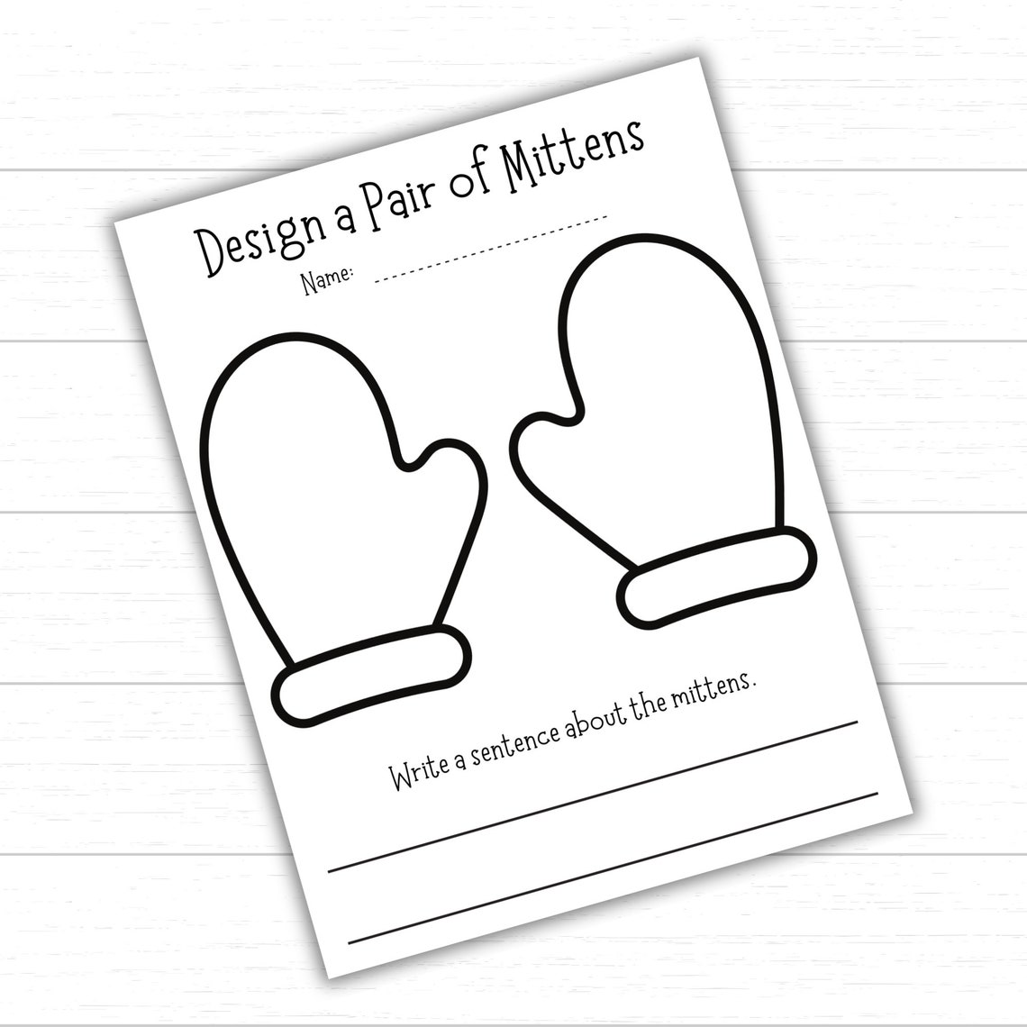 Design a Pair of Mittens, Printable Mitten Template, Winter Writing ...