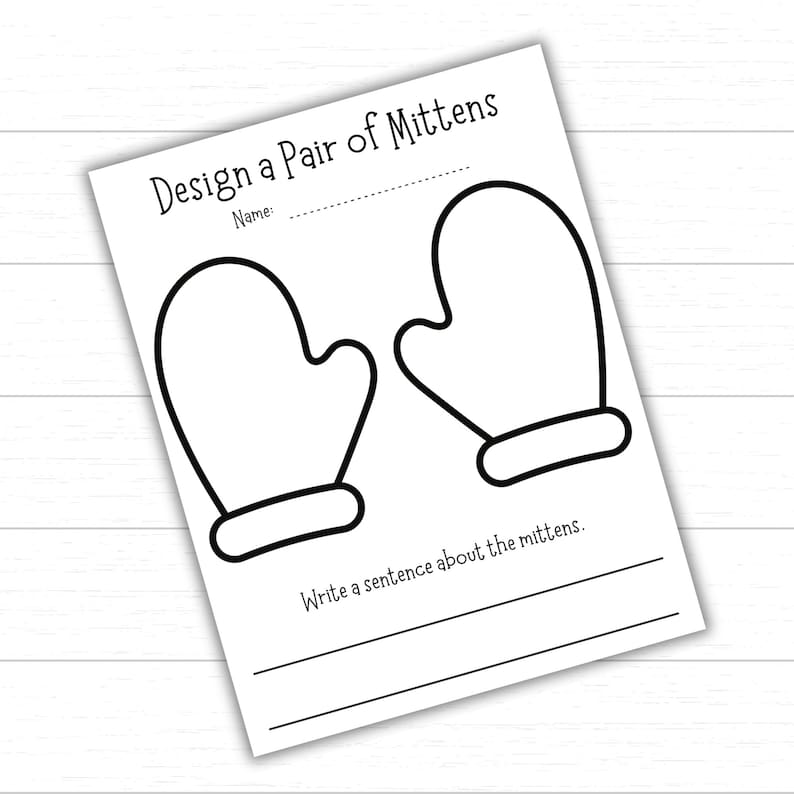 Design a Pair of Mittens, Printable Mitten Template, Winter Writing ...