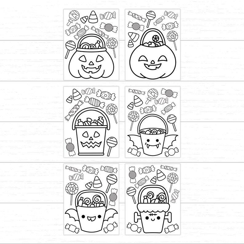 Trick or Treat Bucket Coloring Pages, Halloween Candy Bucket Coloring ...
