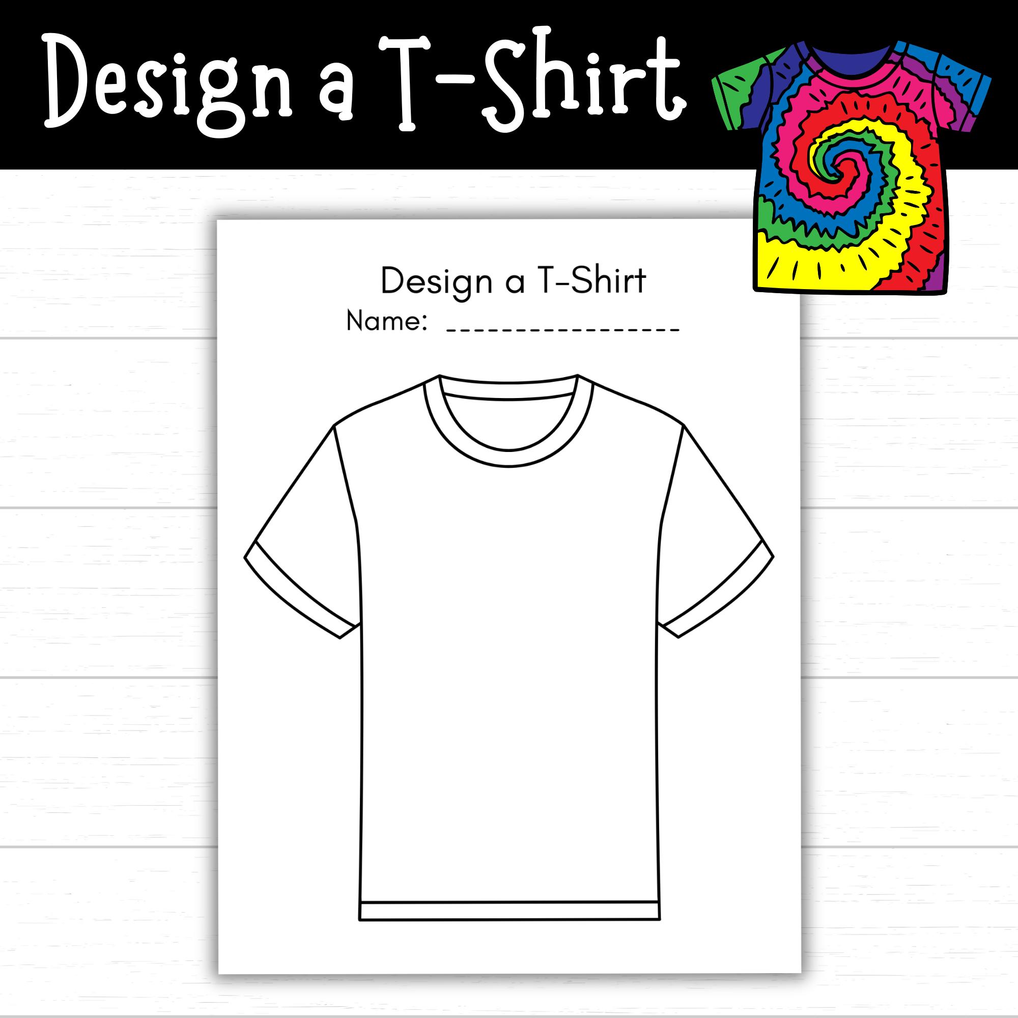 Design T-shirt Printable Template, Color Your Own Tee, Decorate Shirt ...