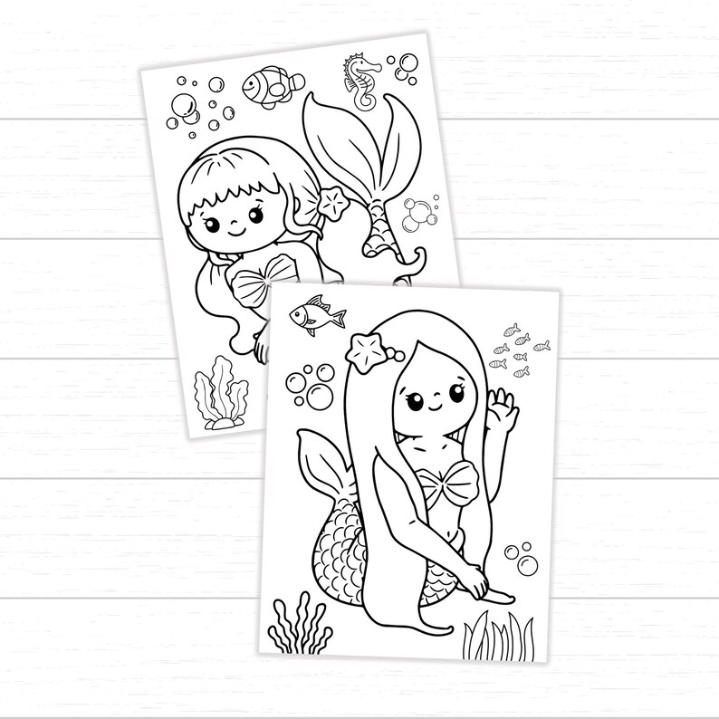 Mermaid Coloring Pages Printable for Kids, Under the Sea Ocean Theme ...