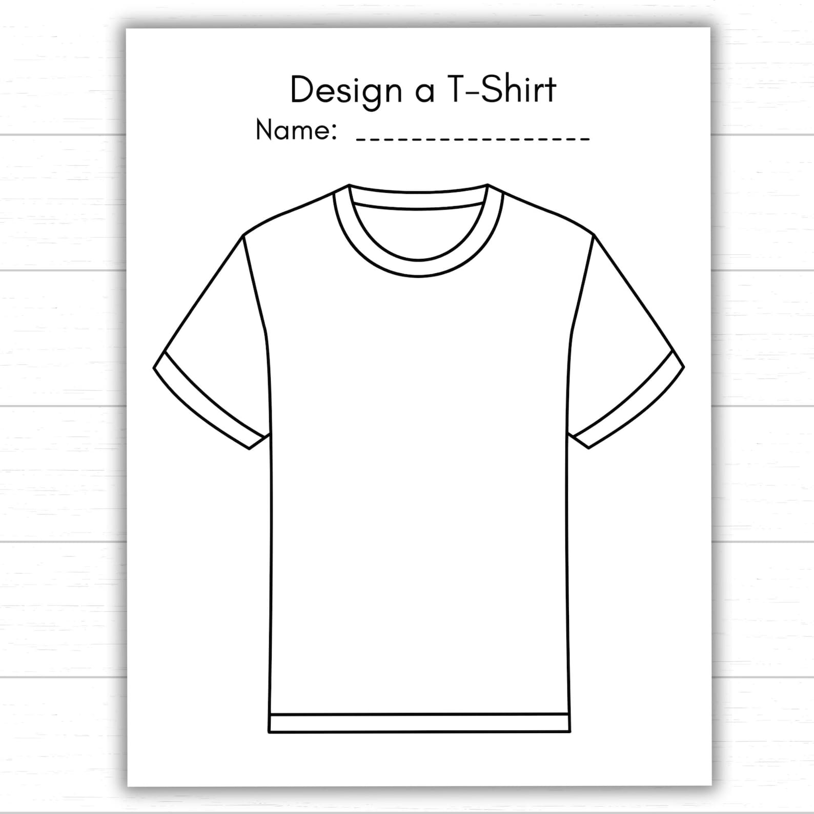 Design T-shirt Printable Template, Color Your Own Tee, Decorate Shirt ...