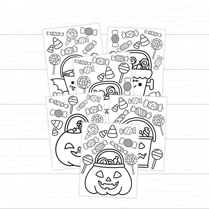 Trick or Treat Bucket Coloring Pages, Halloween Candy Bucket Coloring ...