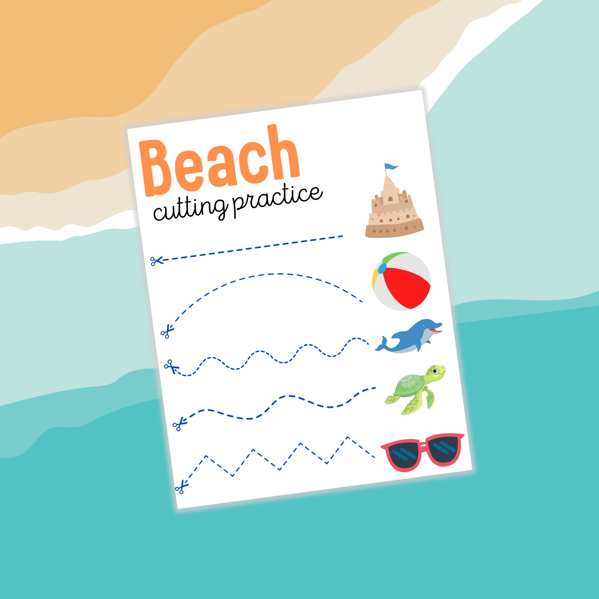 Beach Cutting Practice Scissor Skills Printable for Kids - Etsy