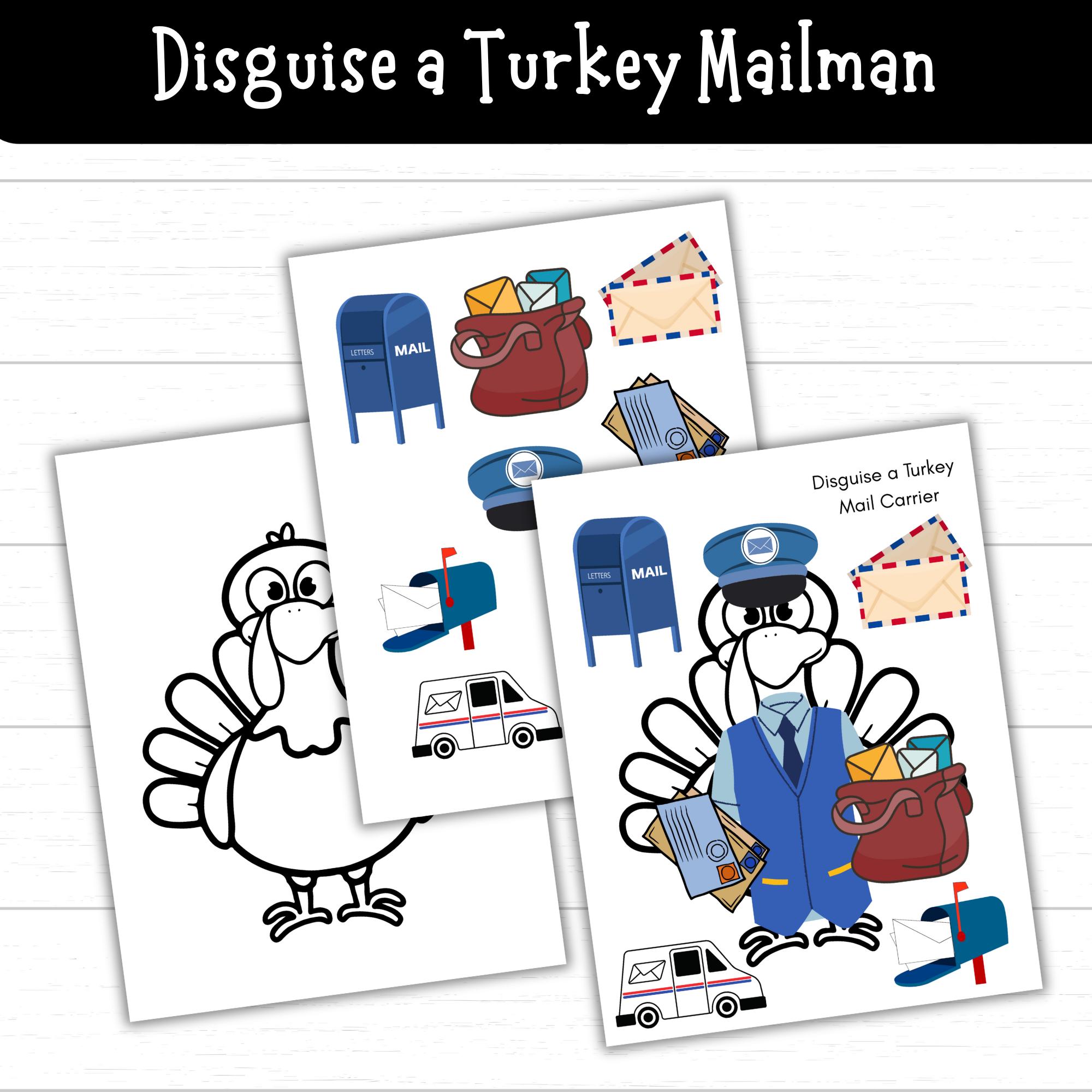Disguise a Turkey Mailman, Mail Carrier, Printable Disguise a Turkey ...