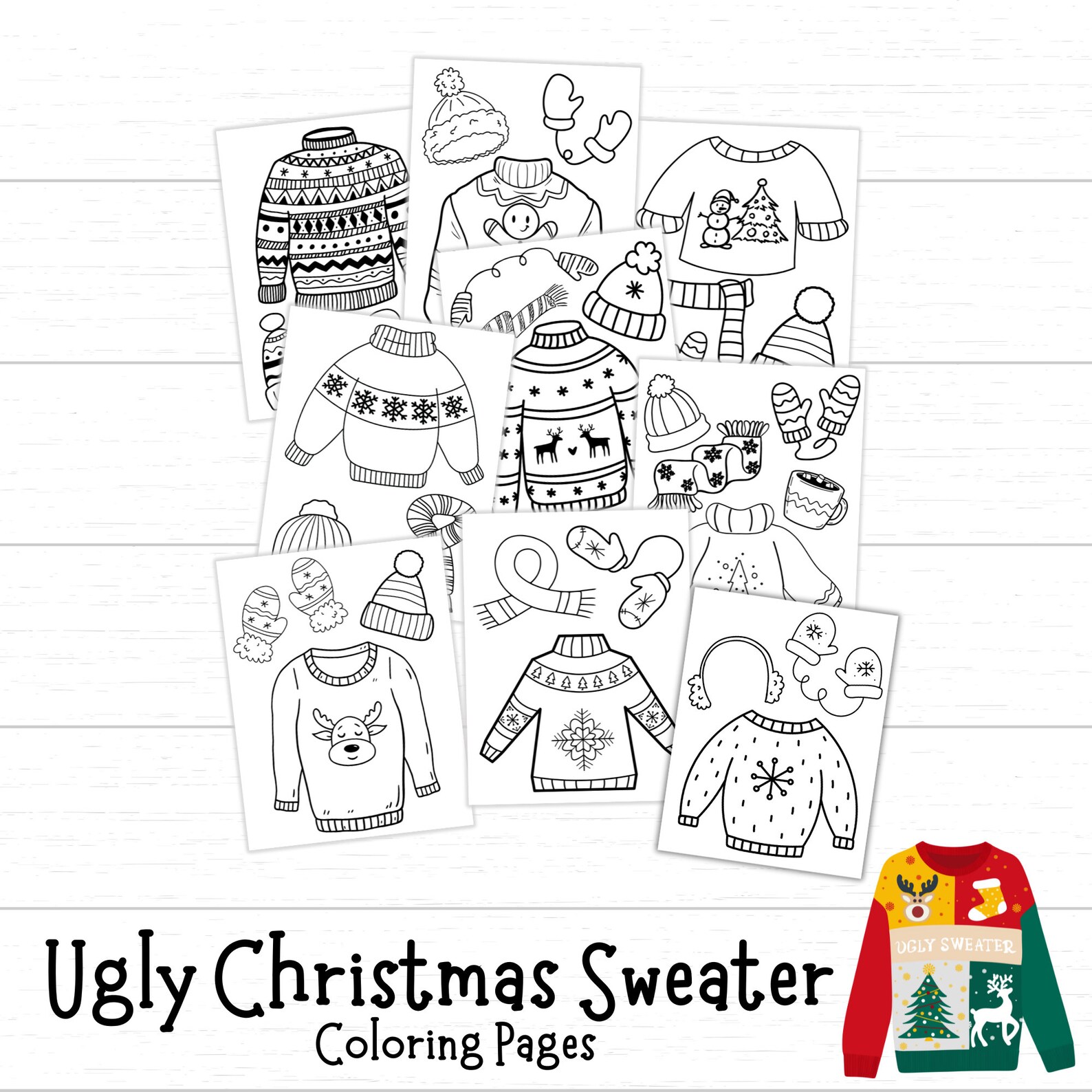 Ugly Christmas Sweater Coloring Pages, Ugly Christmas Sweater ...