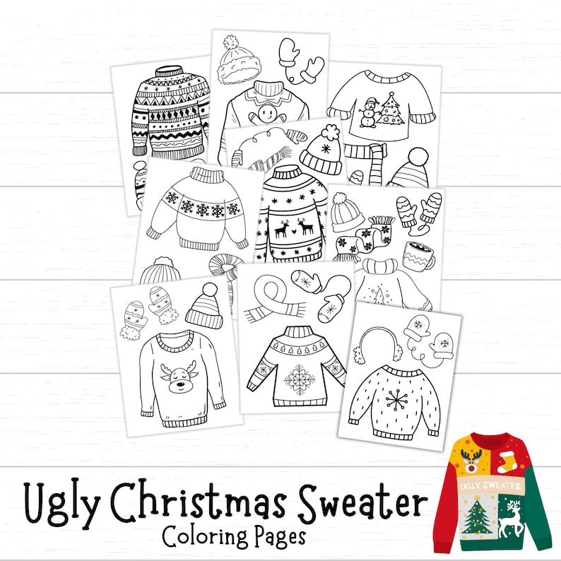 Ugly Christmas Sweater Coloring Pages, Ugly Christmas Sweater ...
