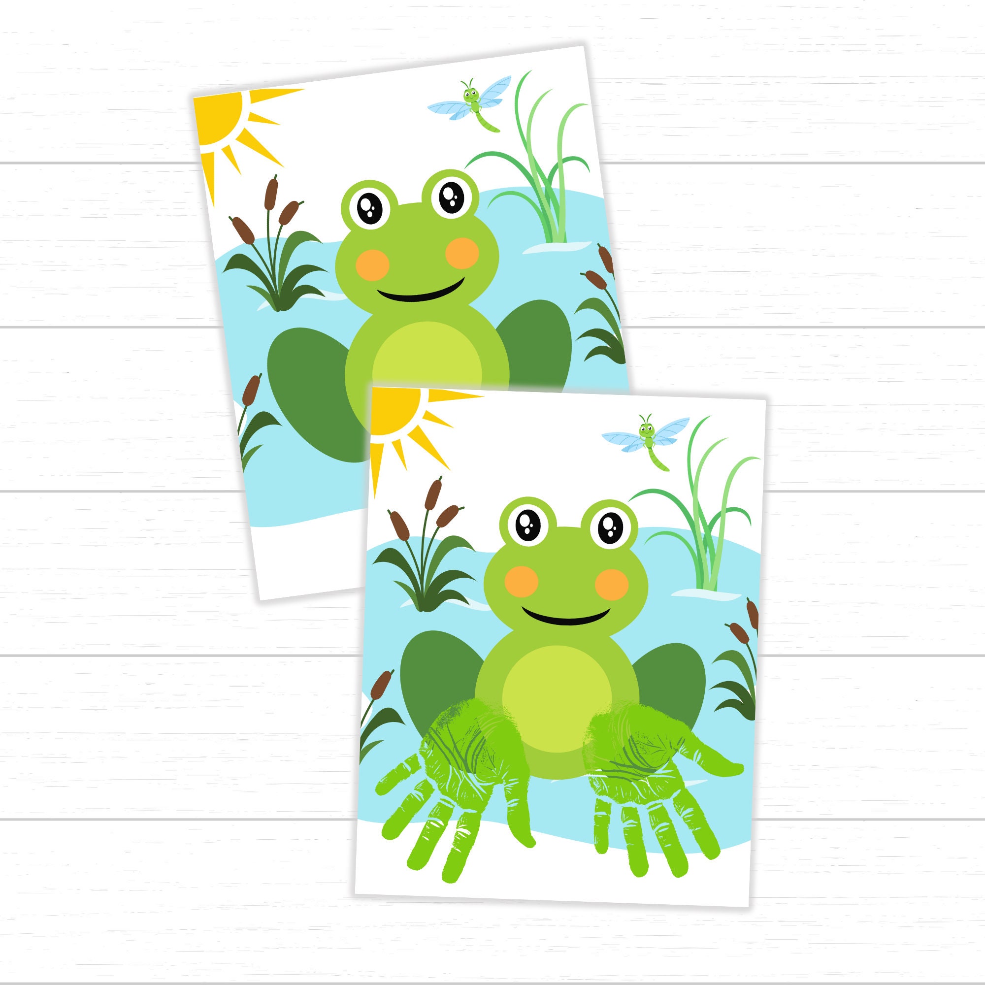 Frog Handprint Art, Green Frog Handprint, Frog Handprint Painting, Frog ...