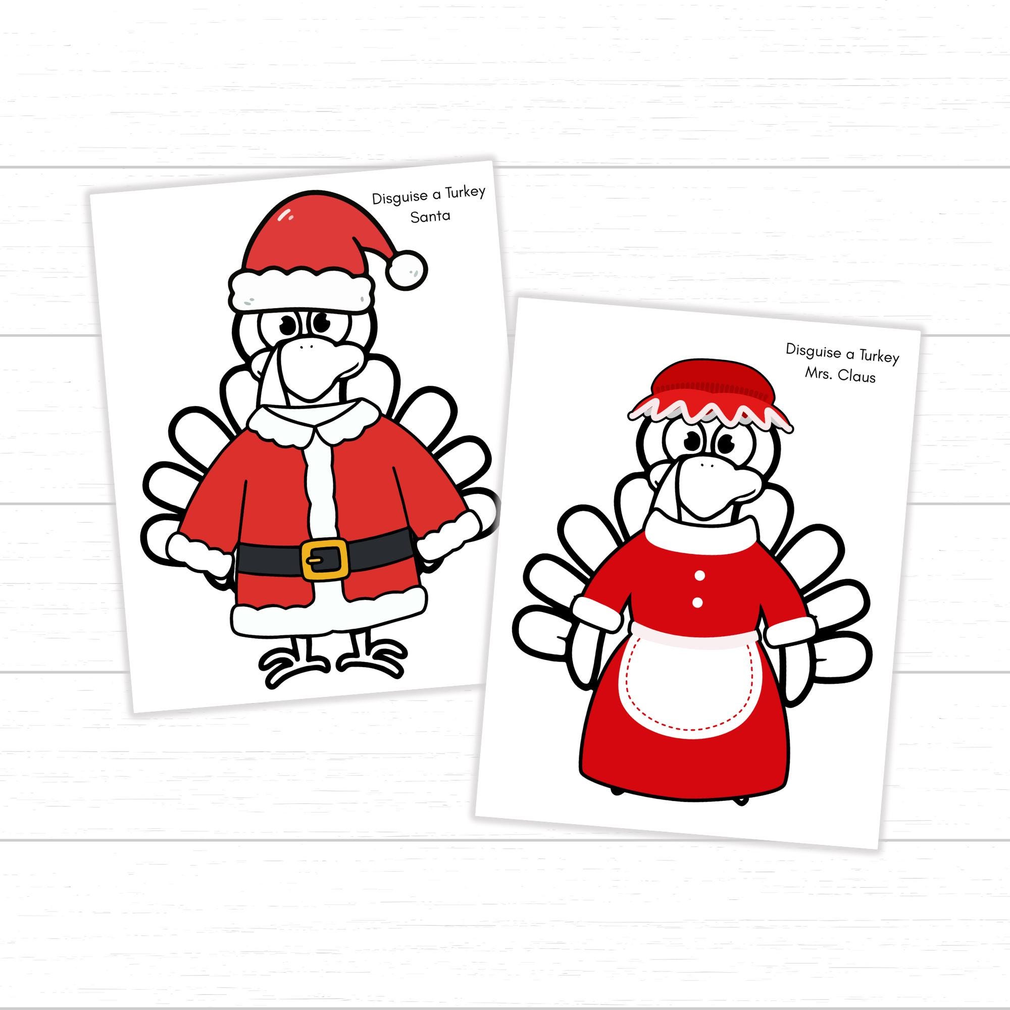 Disguise a Turkey Christmas Bundle, Printable Disguises, Santa, Mrs ...