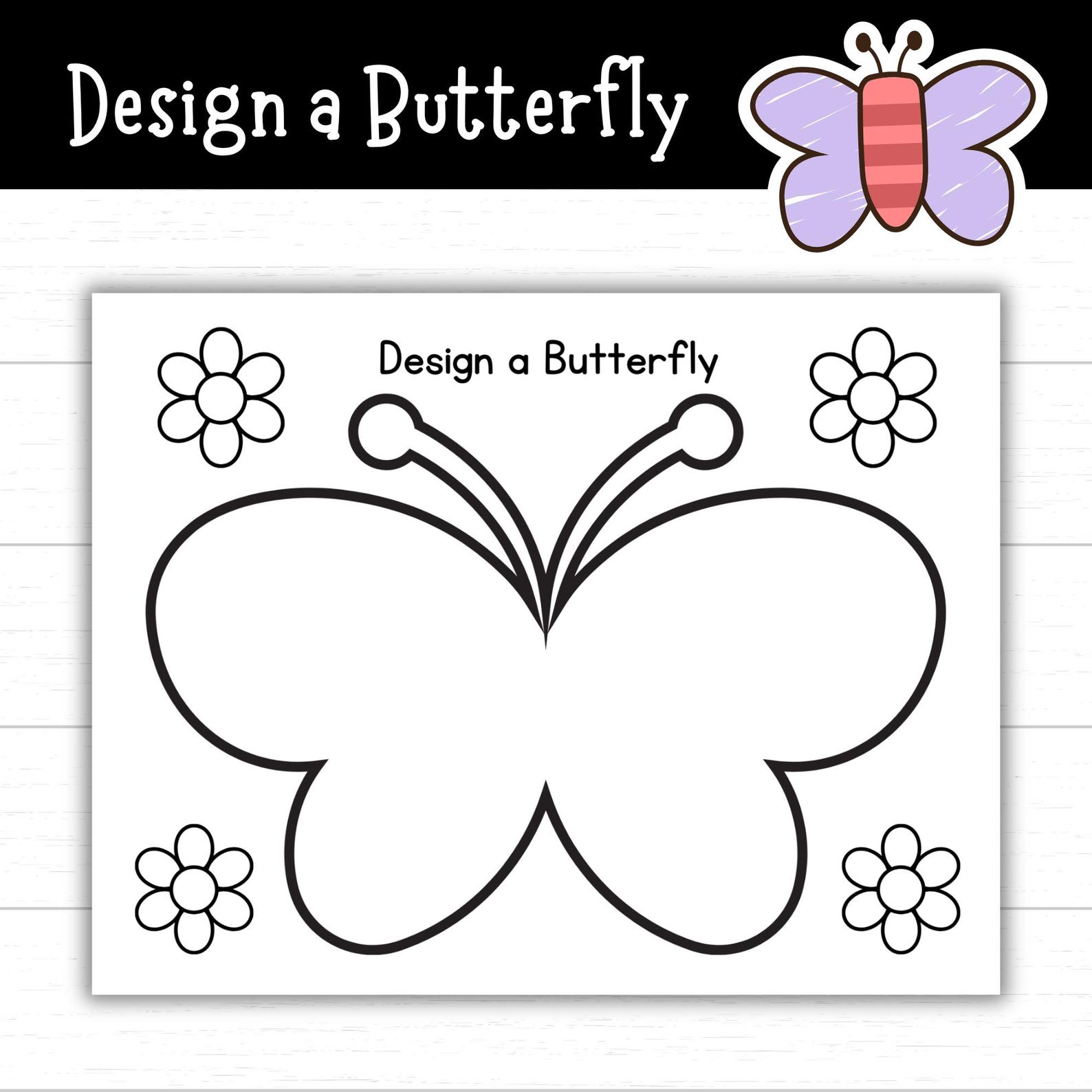 Design a Butterfly Printable, Butterfly Craft for Kids, Build a ...