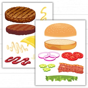 Build a Burger Printable Set, Hamburger Pretend Play, Craft for Kids ...