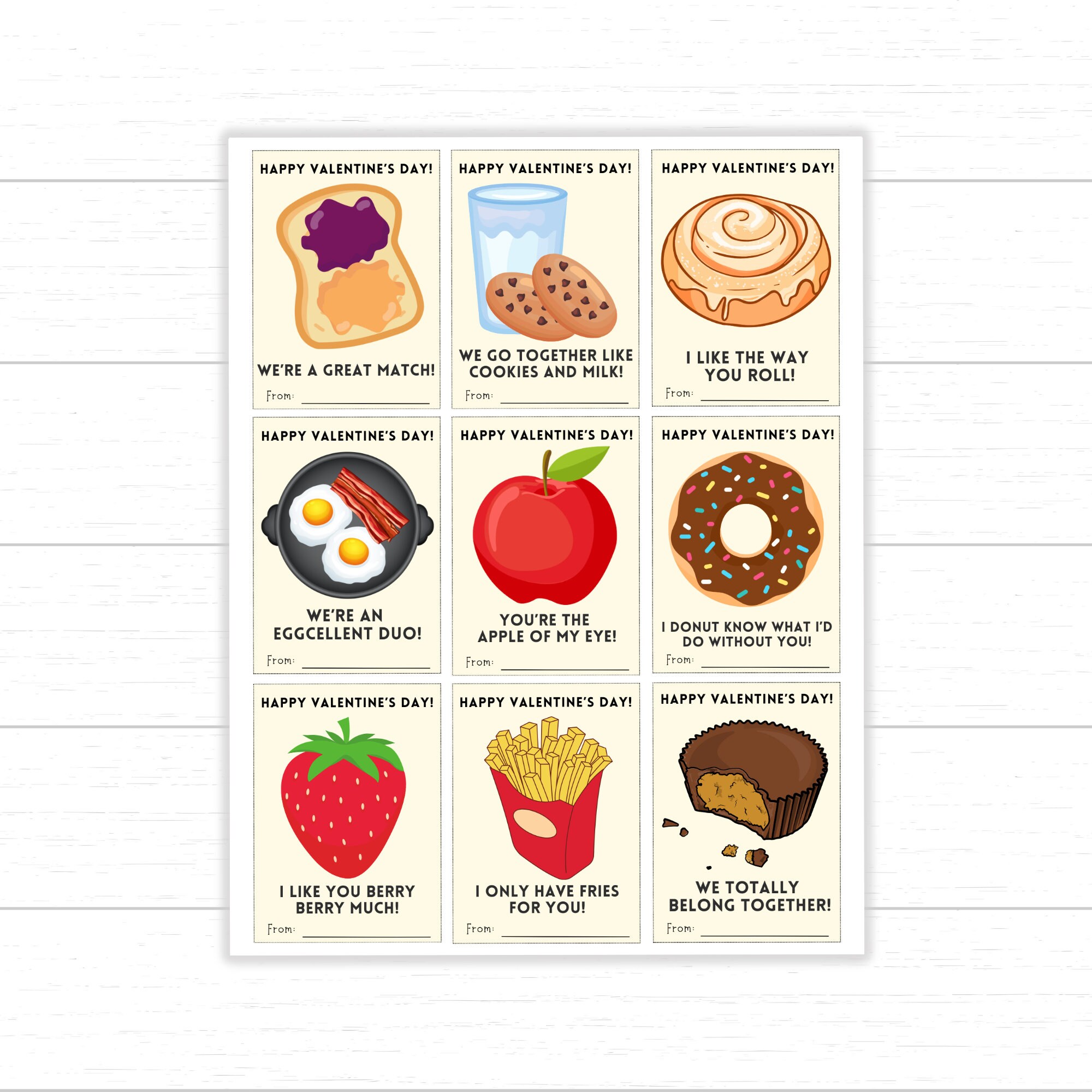 Food Valentine's Day Cards, Printable Food Valentines, Cute Food ...