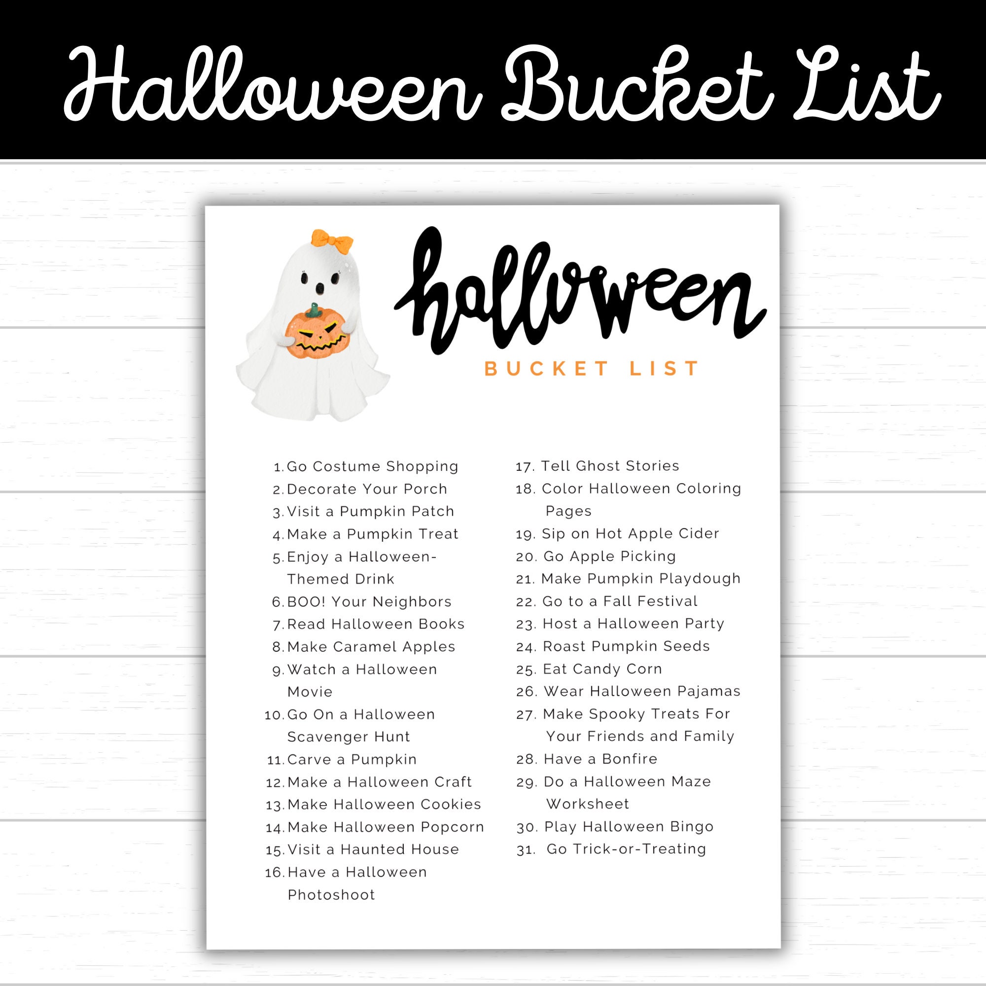Halloween Bucket List Printable, October Bucket List, Halloween ...