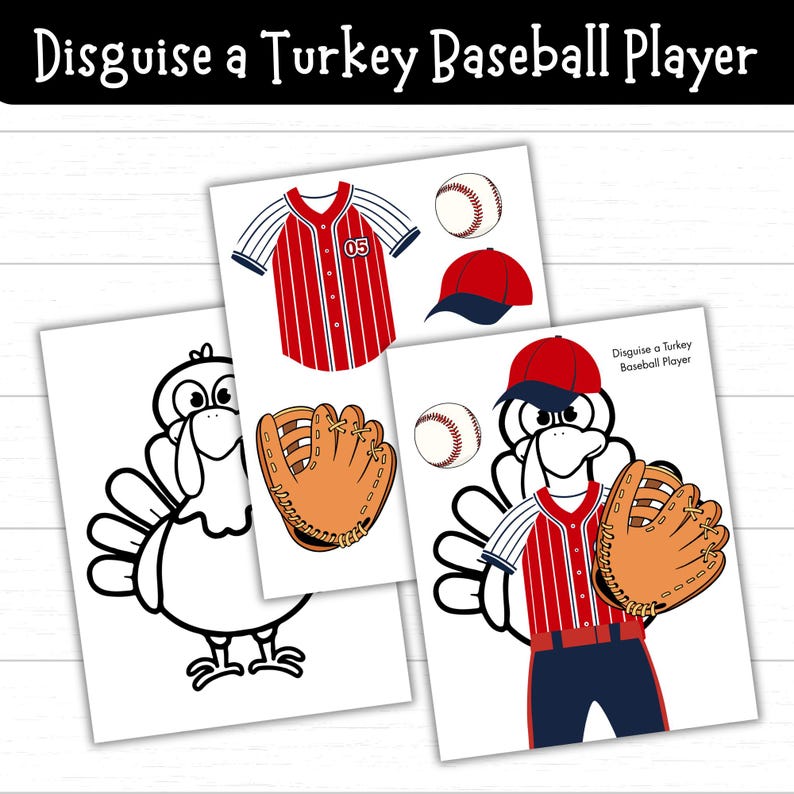Disguise a Turkey Baseball Player, Printable Turkey Disguise, Sports ...