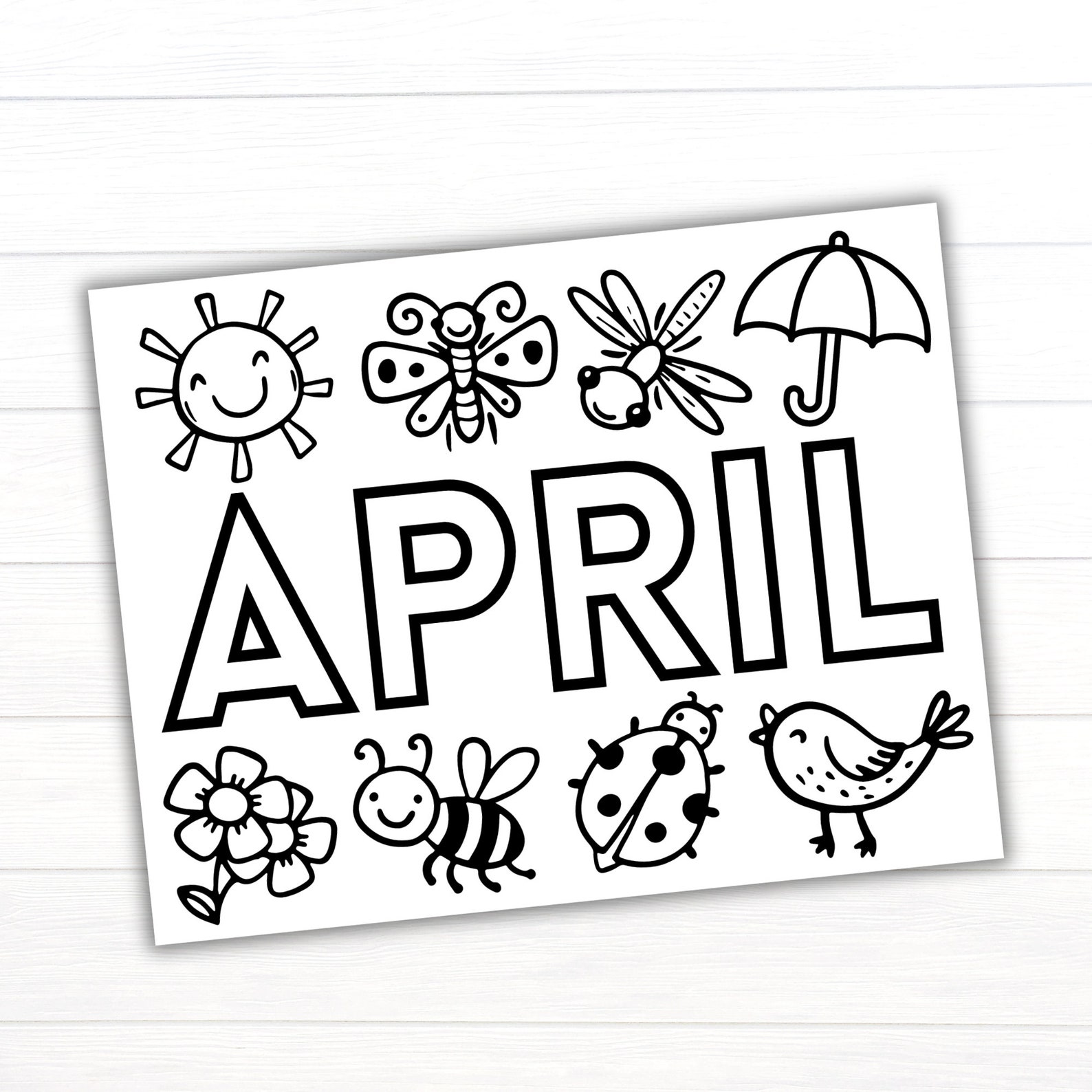 April Coloring Page, Spring Coloring Page, Month of April Activity ...