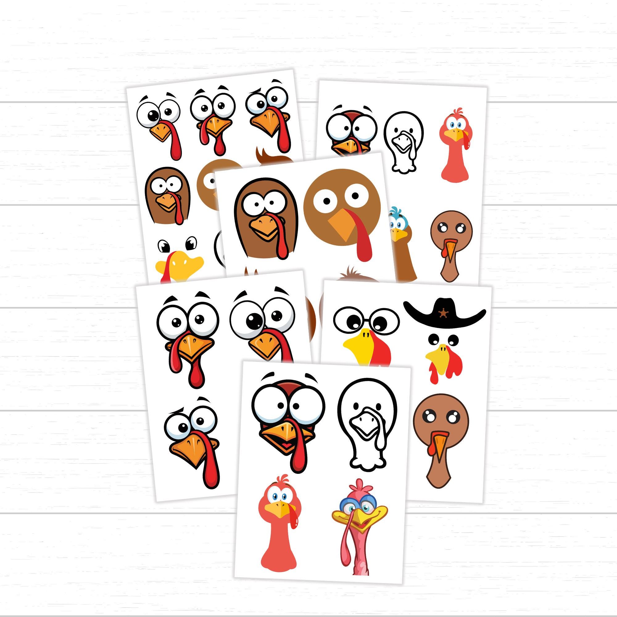 Printable Turkey Faces for Crafts, Thanksgiving Turkey Craft Templates ...