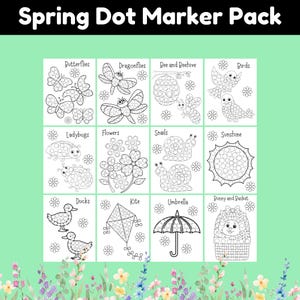 Spring Dot Dauber Activity Pack for Preschool Kids, 12 Printable Dot ...