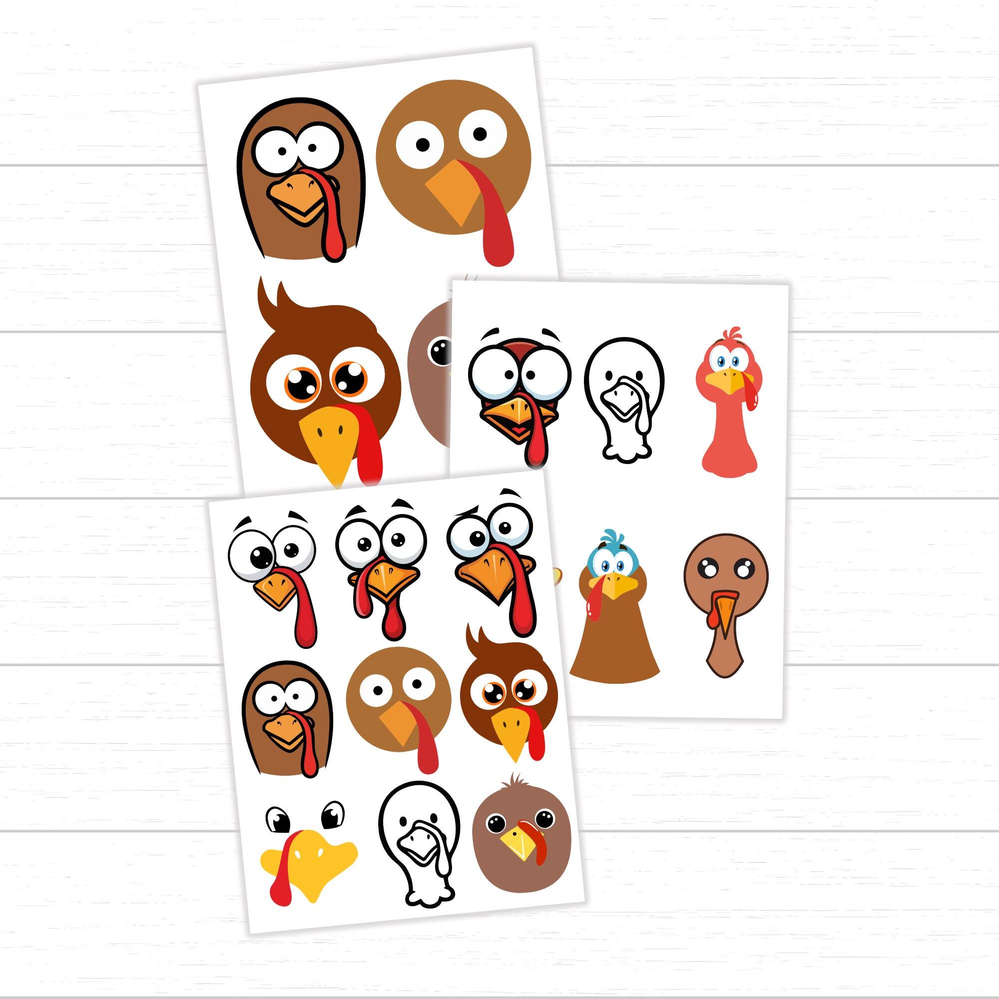 Printable Turkey Faces for Crafts, Thanksgiving Turkey Craft Templates ...