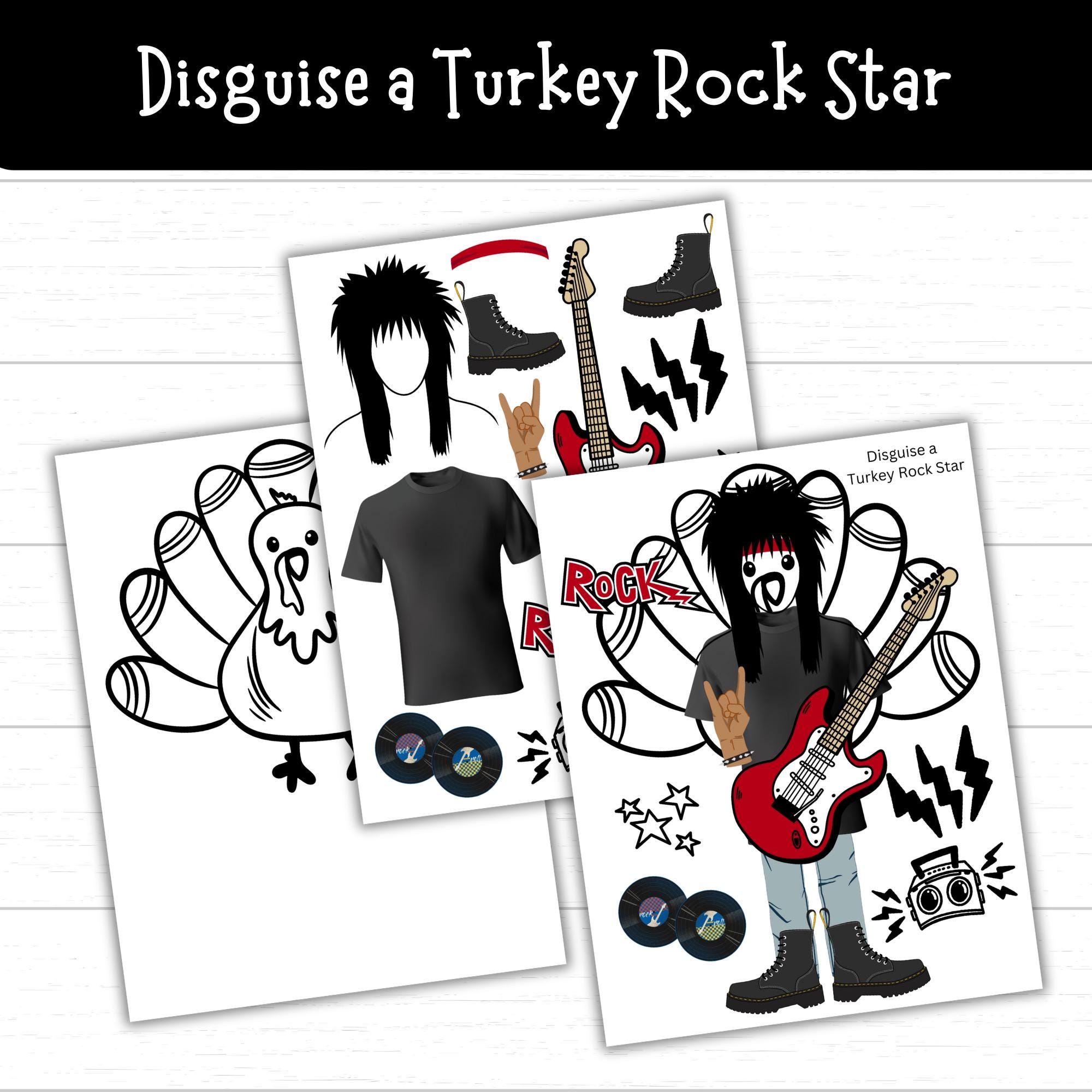 Disguise a Turkey Rockstar, Rockstar Turkey Disguise, Printable Turkey ...