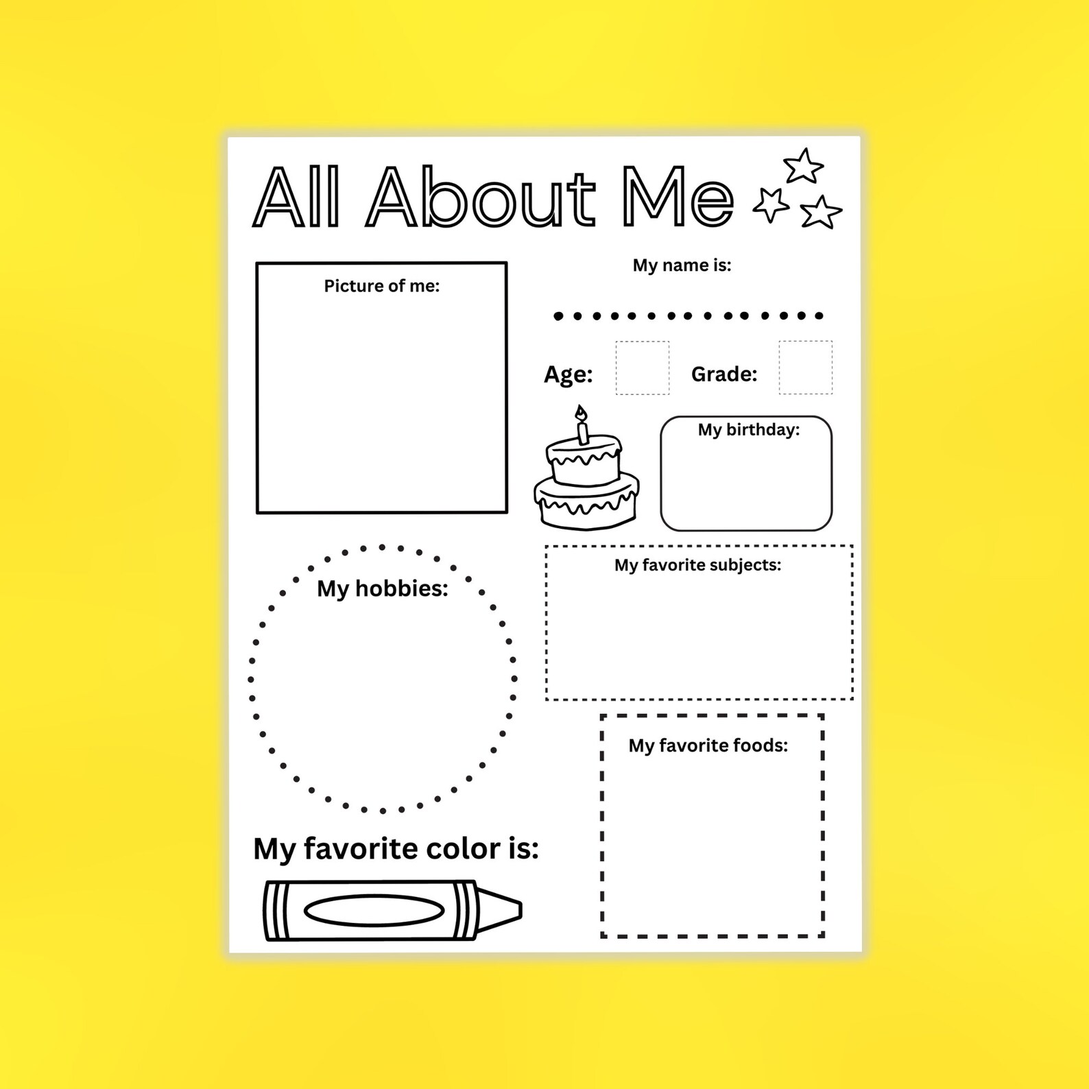 All About Me Activity | Back to School | Personalized Learning Activity ...