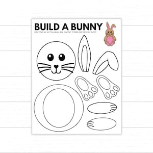 Build a Bunny Craft Printable, Easter Bunny Cut and Paste Activity ...