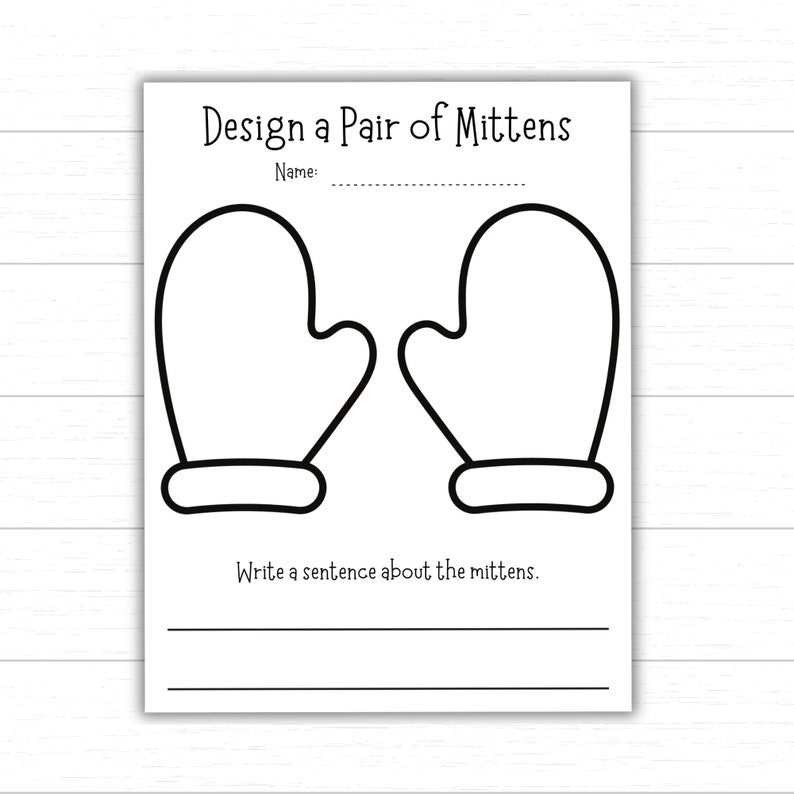 Design a Pair of Mittens, Printable Mitten Template, Winter Writing ...