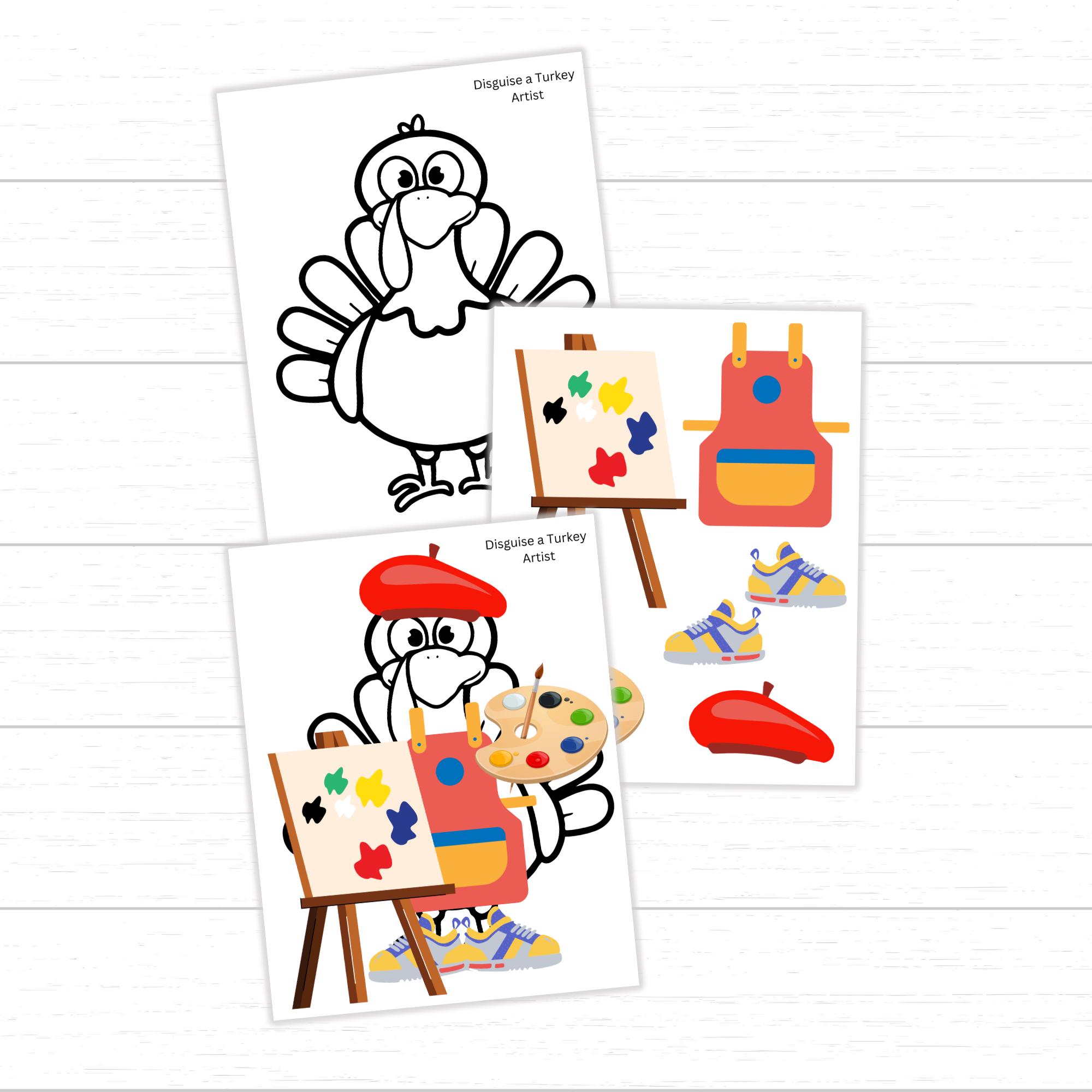 Disguise a Turkey Artist, Artist Turkey, Printable Outfit, Turkey in ...