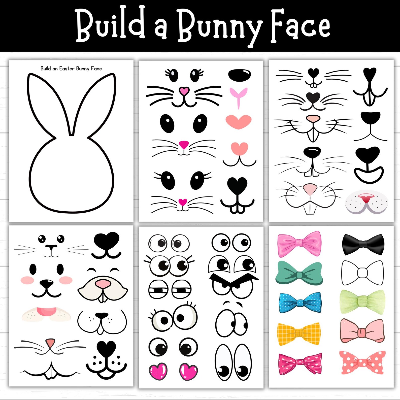 Build a Bunny Face Printable for Kids, Bunny Cut and Paste Activity ...
