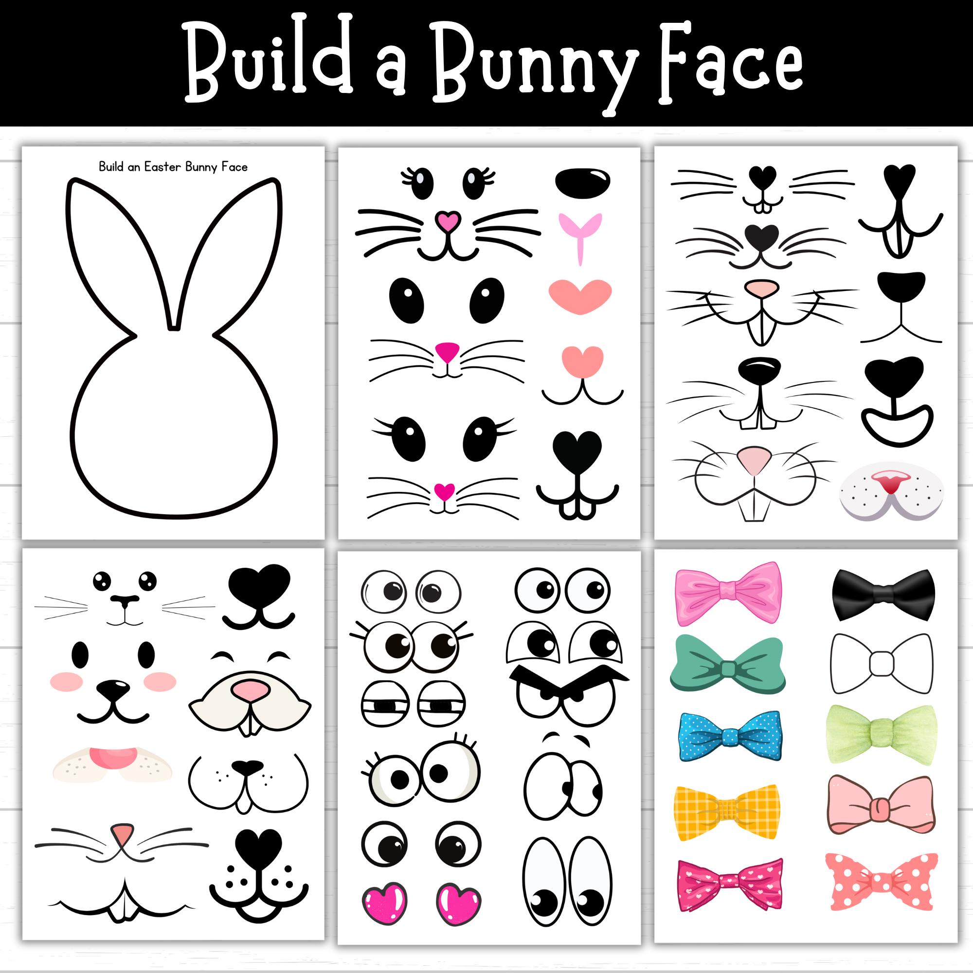 Build a Bunny Face Printable Kids Activity, Cut and Paste Animal Craft ...