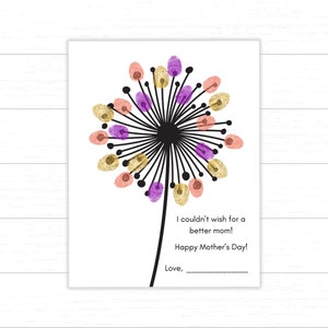 Mother’s Day Fingerprint Art Printable, Dandelion Craft for Kids ...