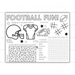 Football Activity Placemats for Kids, Printable Football Activities ...