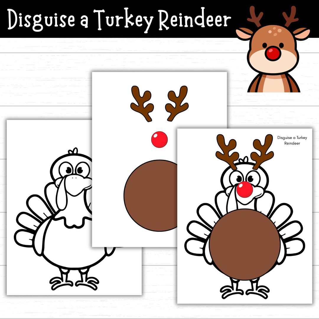 Disguise a Turkey Reindeer Printable – Fun Thanksgiving Craft for Kids ...