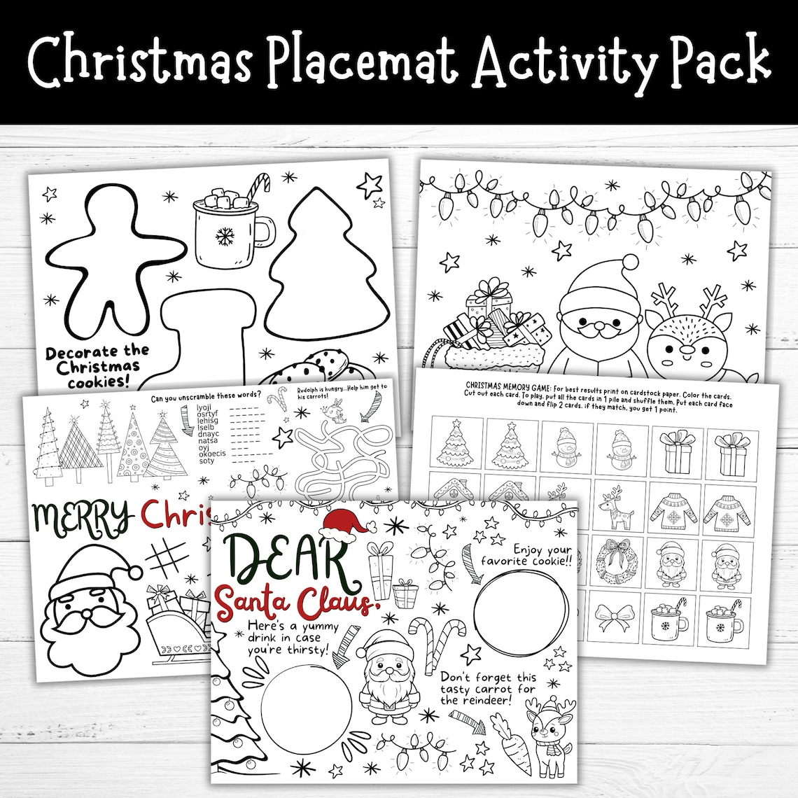 Christmas Placemat Activity Pack for Kids | Holiday Printable ...