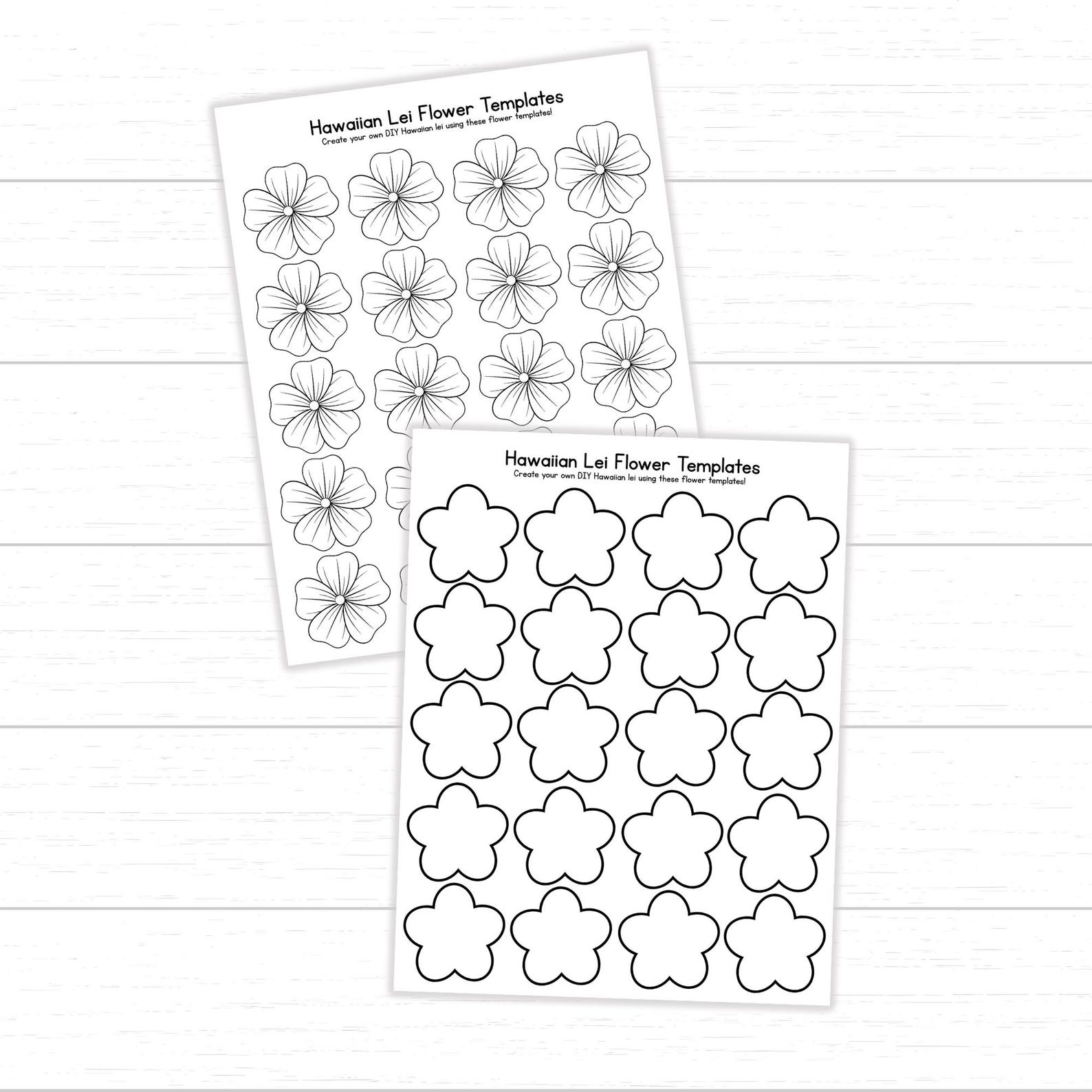 Printable DIY Hawaiian Lei Flower Templates, Flower Cutouts, Tropical ...