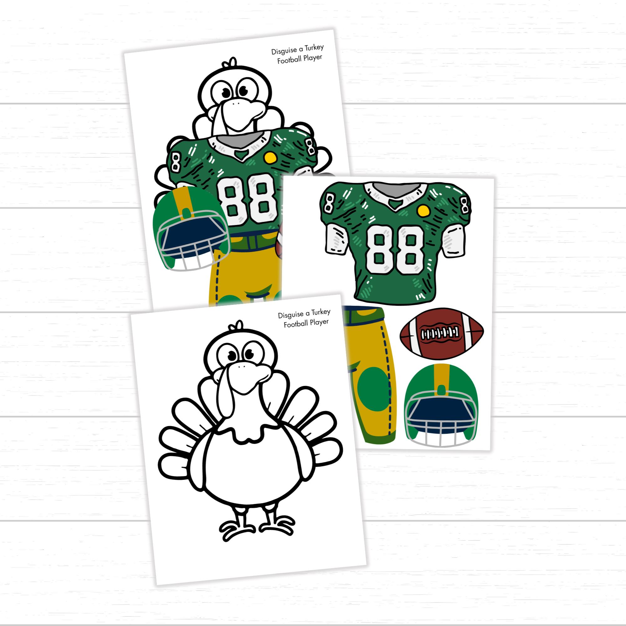 Disguise a Turkey Football Player, Printable Turkey Disguise, Sports ...