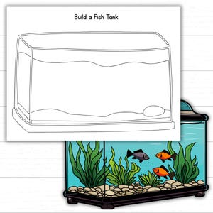 Build a Fish Tank Printable Coloring Activity for Kids, DIY Aquarium ...