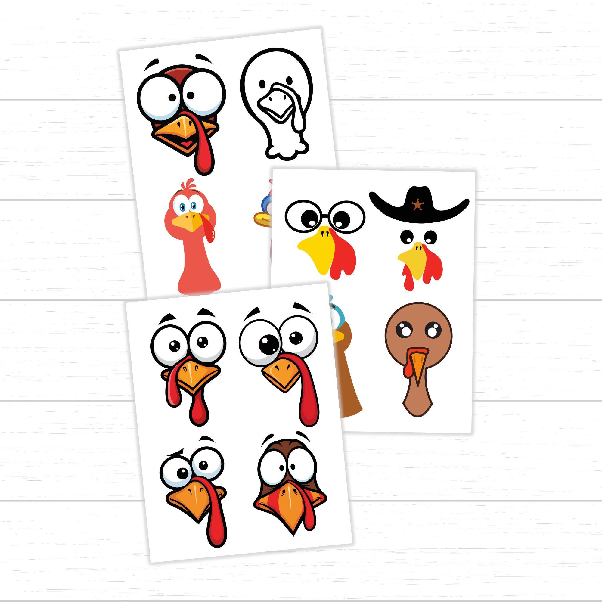 Printable Turkey Faces for Crafts, Thanksgiving Turkey Craft Templates ...