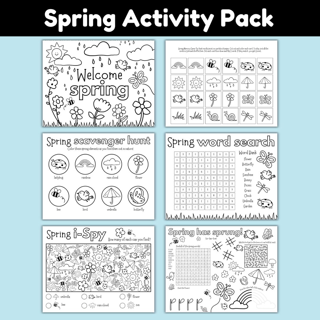 Spring Activity Pack Printable | Kids Games, Word Search, Coloring ...