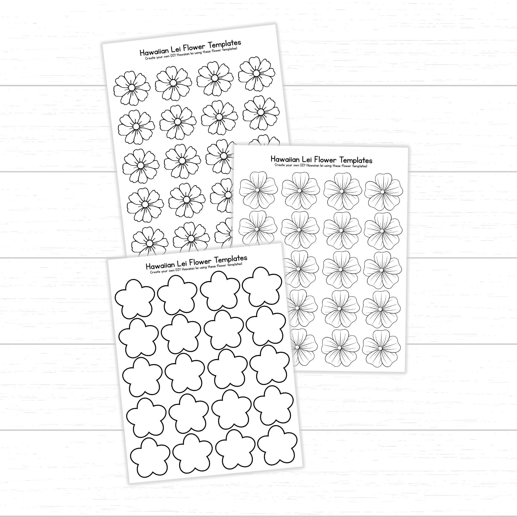 Printable DIY Hawaiian Lei Flower Templates, Flower Cutouts, Tropical ...