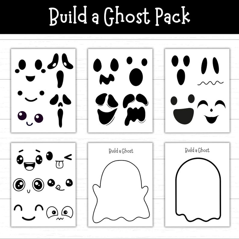 Build a Ghost Printable Activity Pack for Kids, Cut and Paste Craft ...