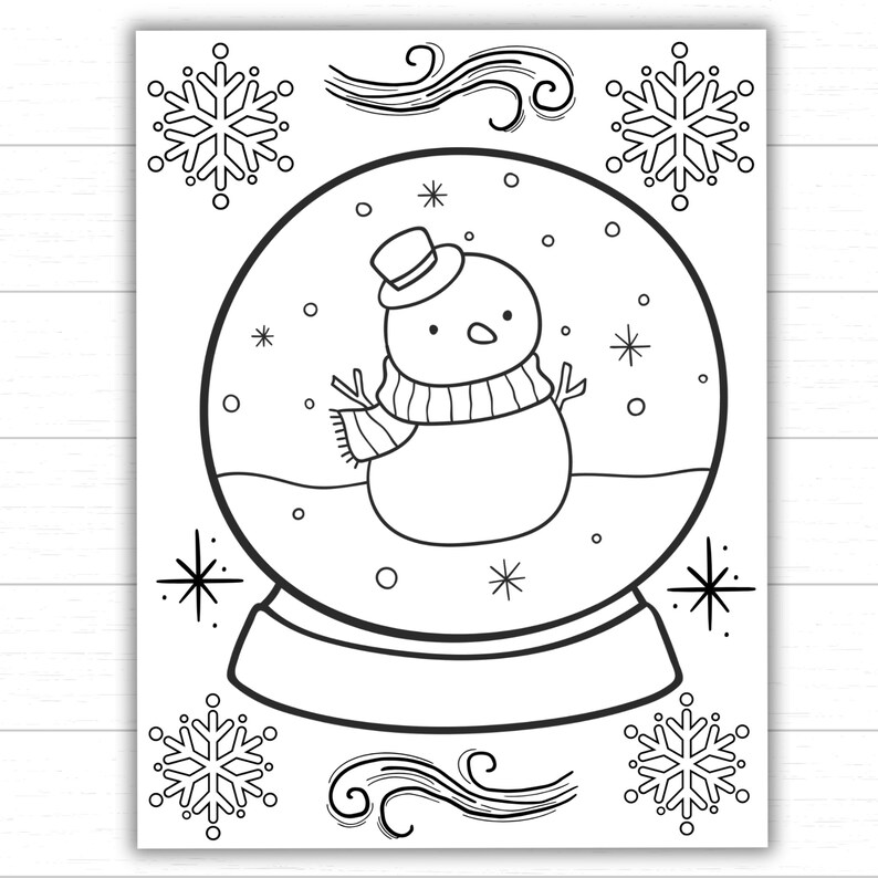 Snow Globe Coloring Pages for Kids | Christmas Coloring Sheets ...